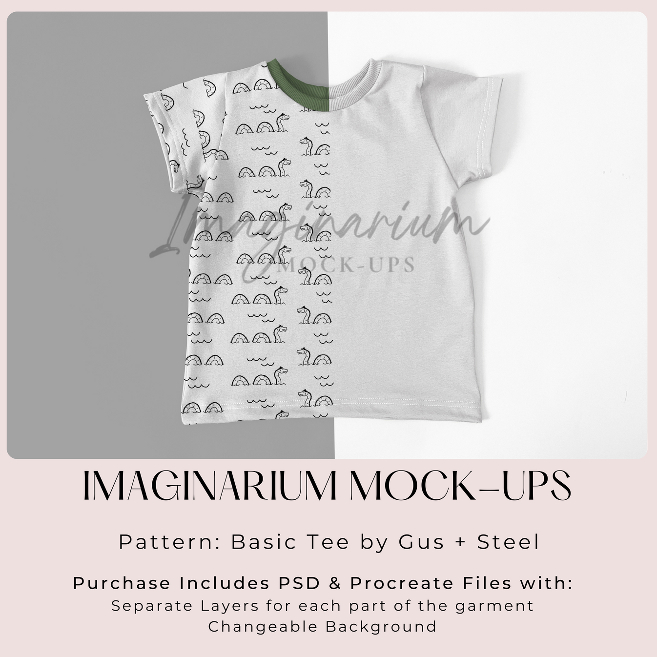 Gus + Steel Basic Tee Short Sleeve Shirt Mock Up, Realistic Clothing M – Imaginarium Mock-ups