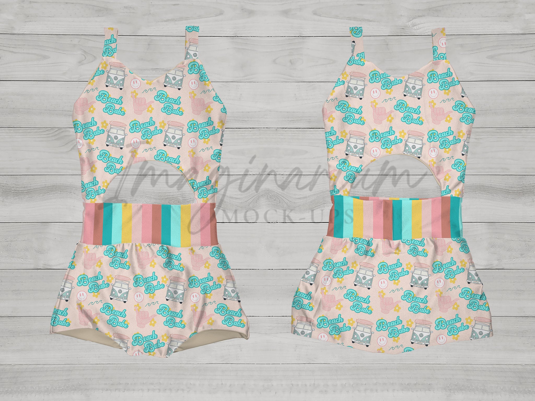 Dayla One Piece Optional Front Cutout Swimsuit Mockup , Realistic Swim ...