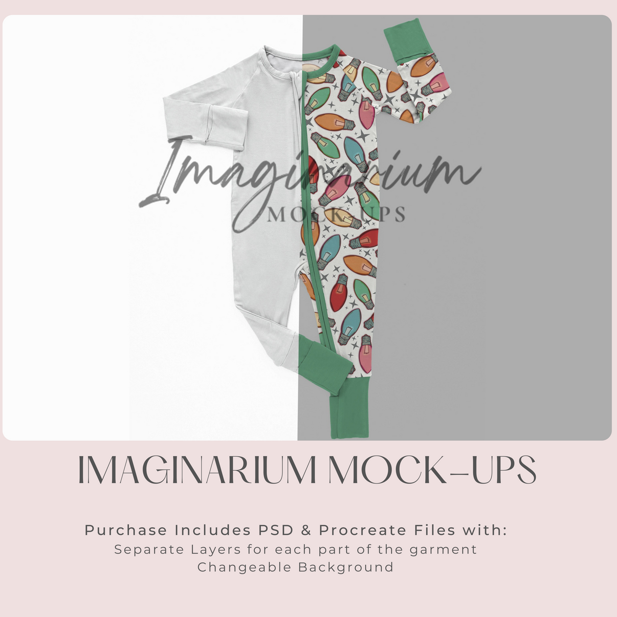 Zipper Sleeper Mock Up, Realistic Baby Pajama Mockup for Photoshop and ...