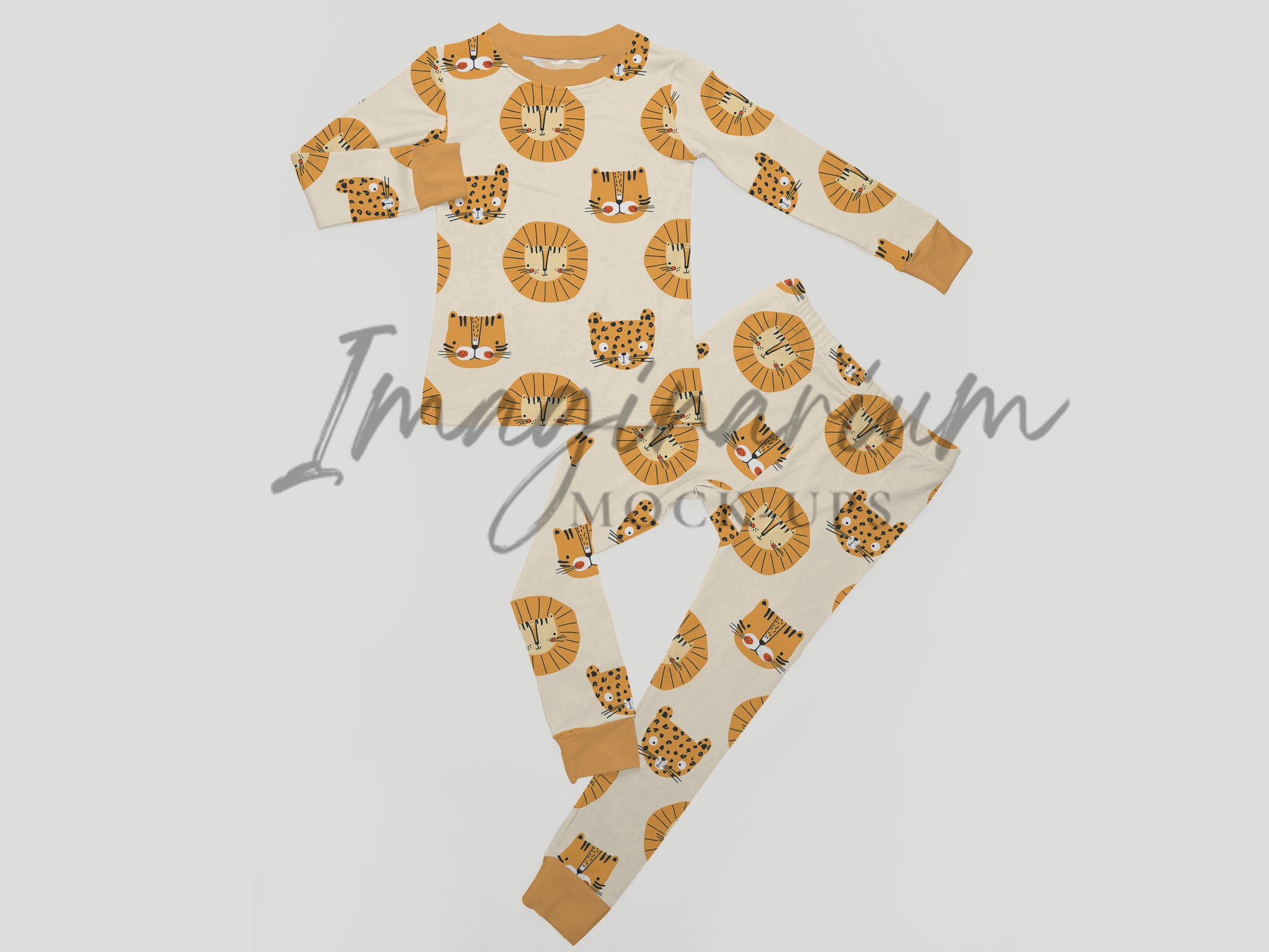 Long Sleeve Shirt and Pants Pajama Set Mockup, Realistic PJ Clothing M ...